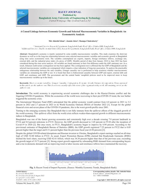 Pdf A Causal Linkage Between Economic Growth And Selected Macroeconomic Variables In