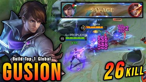 SAVAGE 26 Kills Gusion Insane One Shot Damage Build Build Top 1