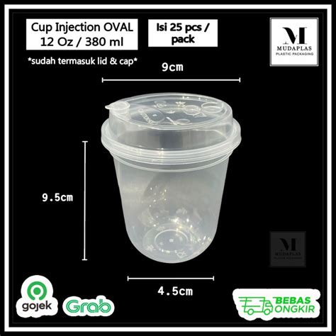 Jual Gmu Pp Cup Injection Oval 12 Oz 380 Ml Gelas Plastik Boba Lid