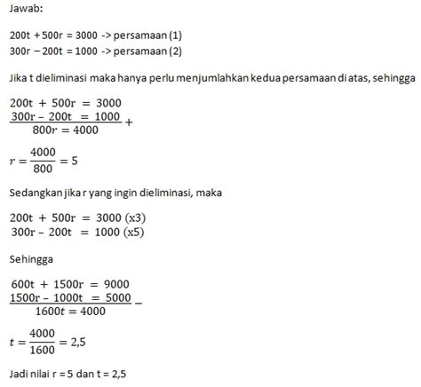 Contoh Soal Eliminasi Dan Jawaban Rangking Soal