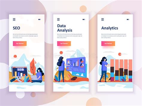 Set Of Onboarding Screens User Interface Kit For Seo Data Analysis