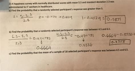 solved 2 a happiness survey with normally distributed