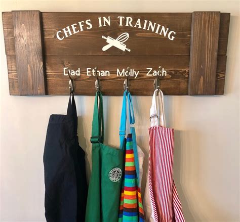 Personalized Wood Apron Holder Farmhouse Kitchen Decor Etsy