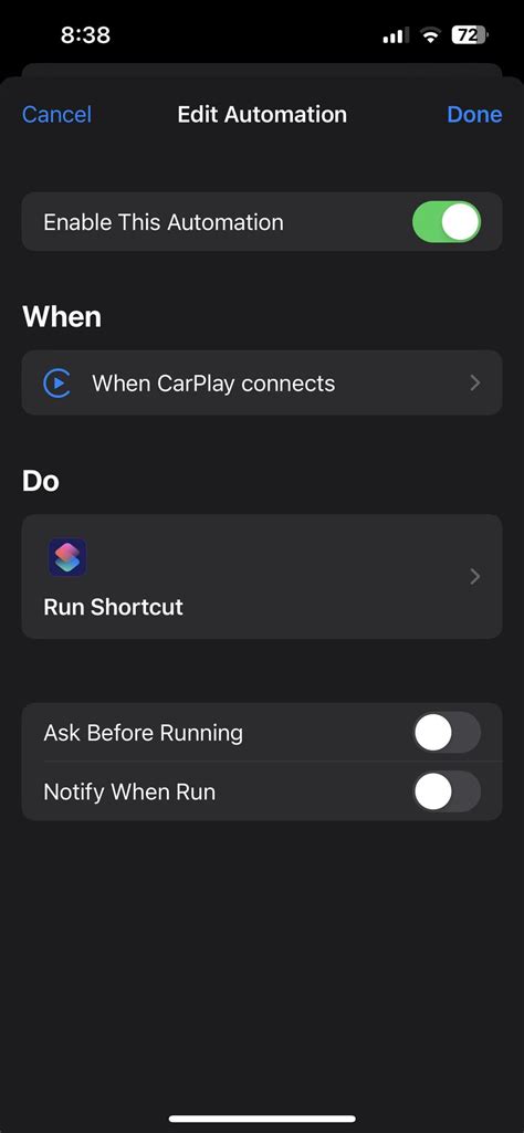 automation still asks to run shortcut even though that option is