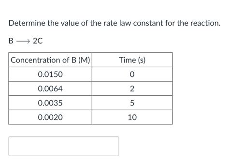 Solved Determine The Value Of The Rate Law Constant For The