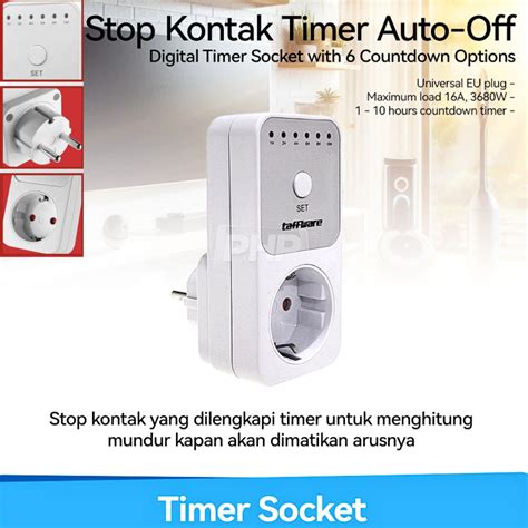 Jual Pusat Taffware Stop Kontak Timer Digital Otomatis Listrik Programmable Switch 6 Program