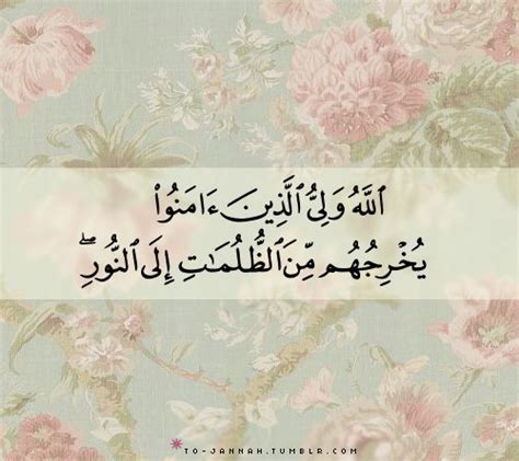 اللَّهُ وَلِيُّ الَّذِينَ آَمَنُوا يُخْرِجُهُمْ مِنَ الظُّلُمَاتِ إِلَى