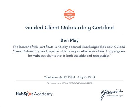 HubSpot Academy Guided Client Onboarding Certification