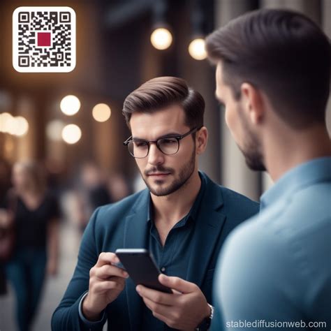 Man Scanning QR Code On Phone Stable Diffusion Online