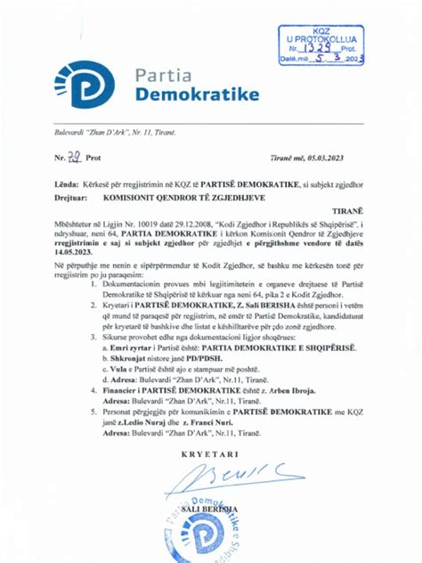 Zgjedhjet E 14 Majit 2023 Pd E Berishës Regjistrohet Në Kqz Pdf