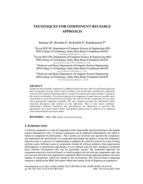 Techniques For Component Reusable Approach Pdf