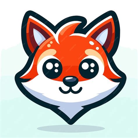 Cute Cartoon Fox Head Vector Illustration With Big Eyes And Bright