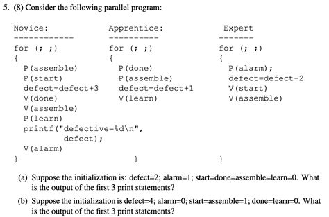 Solved 5 8 Consider The Following Parallel Program