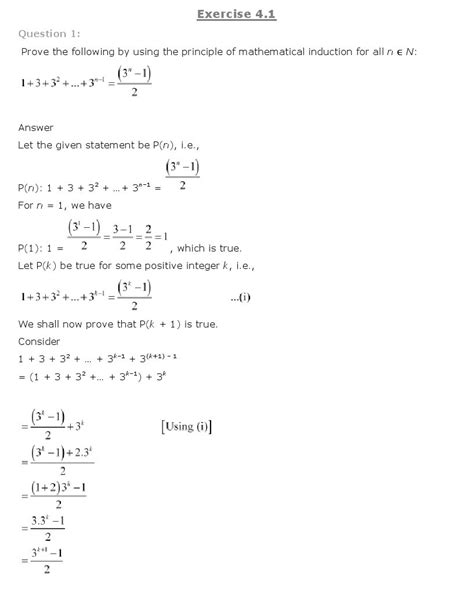 Principle Of Mathematical Induction Class 11 Mathematics Ncert Solutions