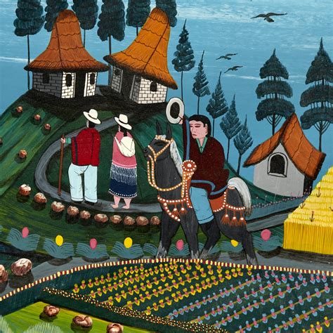 Francisco Cuyo Naive Farm Village Scene 1966 Mutualart