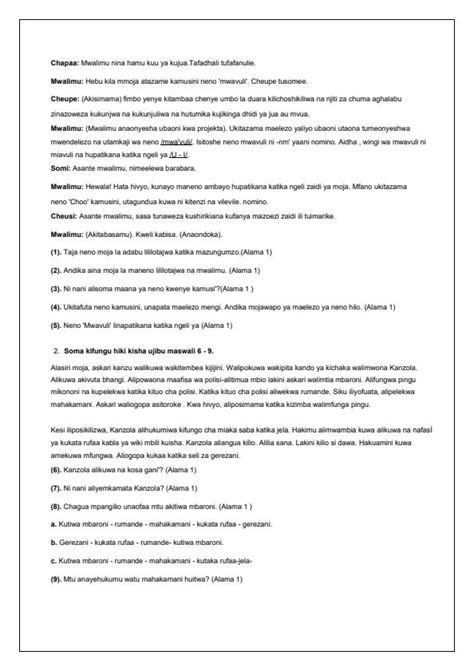 Grade 7 Kiswahili Term 3 Opener Exam 2024 2921