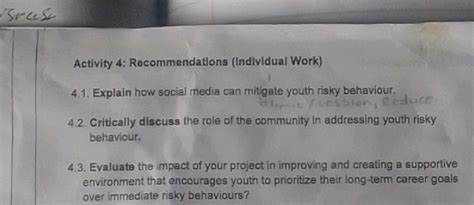 Jrease Activity 4 Recommendations Individual StudyX
