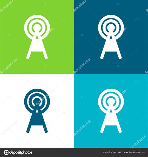 Antenna Flat Four Color Minimal Icon Set Stock Vector By ©infolight 470822958