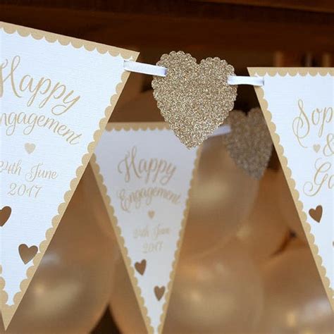 Handmade Engagement Bunting Personalised Gold Engagement Etsy