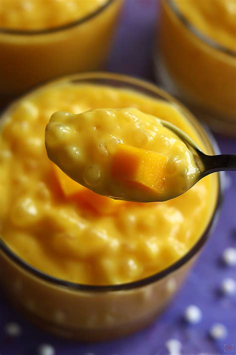 Mango Sago Recipe Mango Tapioca Pudding Recipe Sharmis Passions