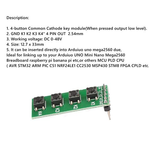 Walfront 4 Key Push Button Module For Diy Projects