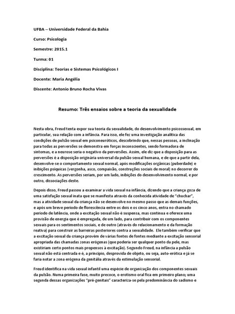 Resumo Três Ensaios Sobre A Teoria Da Sexualidade Pdf Sigmund