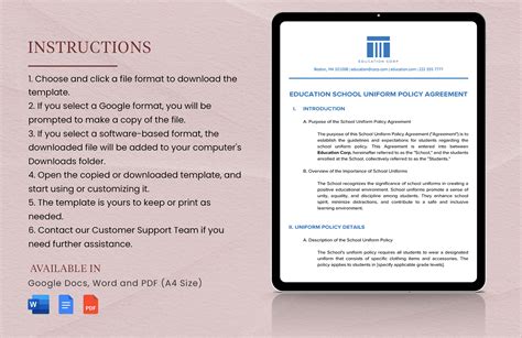 Education Babe Uniform Policy Agreement Template In Word PDF Google Docs Download