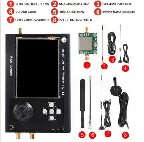 Hackrf One Portapack H2 5 Antennas Data Cable 1mhz 6ghz SDR Radio