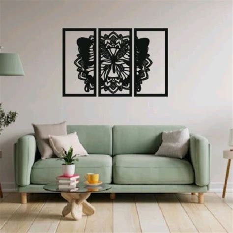 Quadros Sala Estar Decoração Ambientes Mandala Borboleta Em Mdf Vazado