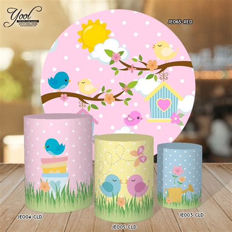 KIT PAINEL JARDIM ENCANTADO REDONDO CAPAS CILINDROS EM TECIDO SUBLIMADO Yool