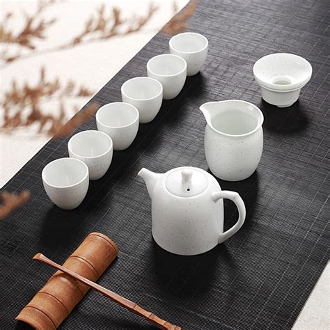 Kung Fu Ceramic Tea Set With Teapot Tea Cup Solid Wood Tea Tray Tea