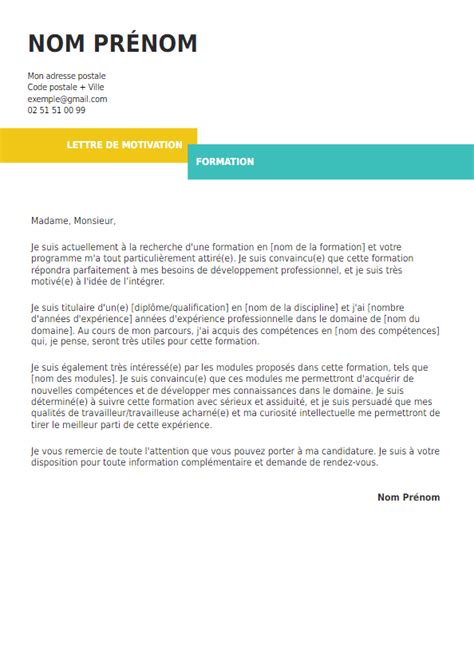 Lettre De Motivation Pour Une Formation Exemples à Télécharger