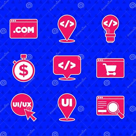 Set Front End Development Ui Or Ux Design Online Shopping Screen Time Is Money And Icon