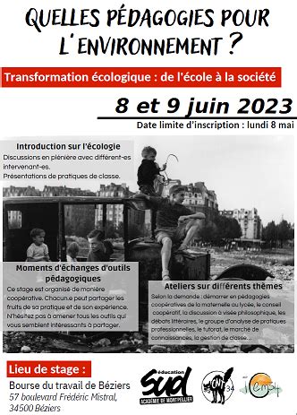 Stage formation les 8 et 9 juin 2023 Quelles pédagogies pour l