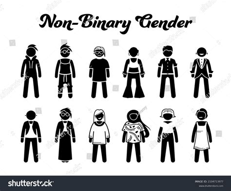 Nonbinary Nonbinary Gender Character Icon Designs Stock Vector Royalty Free