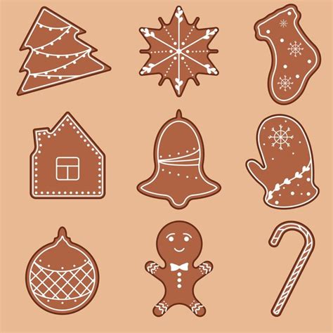 Premium Vector Set Of Christmas Ginger Cookies With Icing