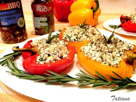 Перцы, фаршированные творожным сыром с ароматными травами - пошаговый ...