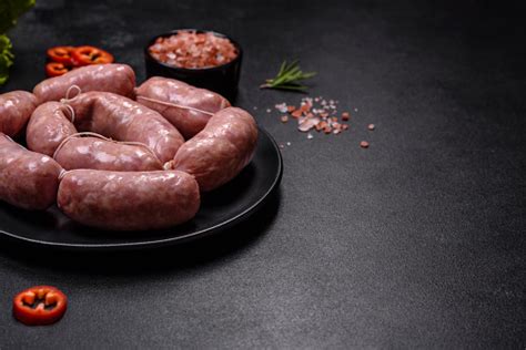 향신료와 허브가 들어간 나무 커팅 보드에 생 바베큐 소시지 0명에 대한 스톡 사진 및 기타 이미지 0명 가공육 건강에