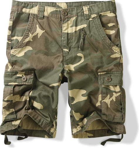 Tianerhay Mens Casual Cotton Twill Camo Cargo Shorts Multi Pocket