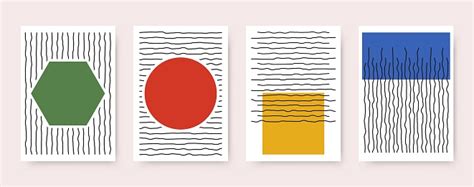 바우하우스 모던 포스터 세트 심플한 20대는 기하학적인 모양으로 현대적인 스타일을 디자인합니다 최소 콜라주 벡터 일러스트레이션 0명에 대한 스톡 벡터 아트 및 기타 이미지