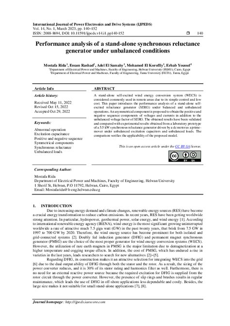 Pdf Performance Analysis Of A Stand Alone Synchronous Reluctance