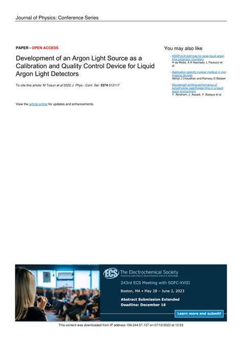Pdf Development Of An Argon Light Source As A Calibration And Quality Control Device For