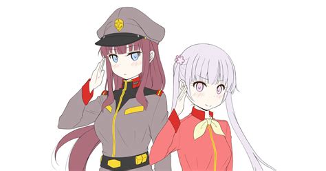 コスプレ 地球連邦軍制服コスプレのあおっちとひふみん。（ベース着色） さいのひかり。のイラスト Pixiv