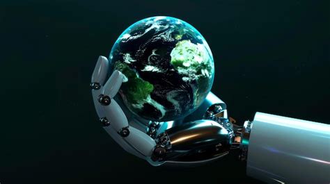 Premium Photo The Scene Depicts A Robotic Hand Grasping A Planet