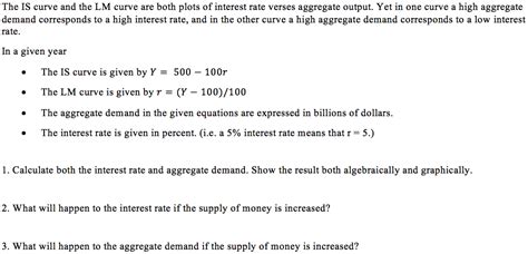 Solved The Is Curve And The Lm Curve Are Both Plots Of