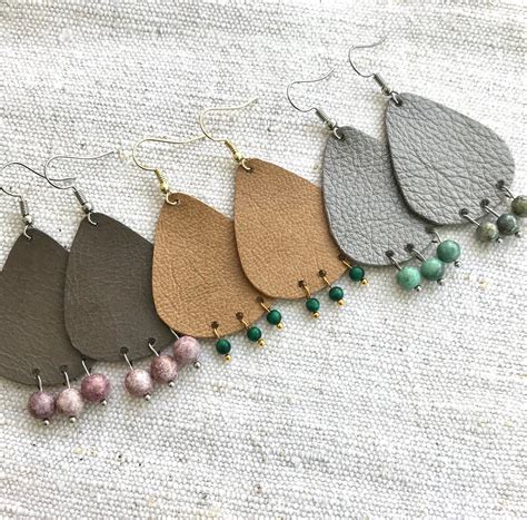 I Love The Stone Beads On These Leather Earrings Makes Them Different
