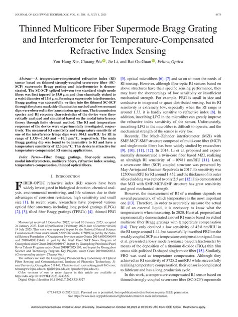 Pdf Thinned Multicore Fiber Supermode Bragg Grating And Interferometer For Temperature