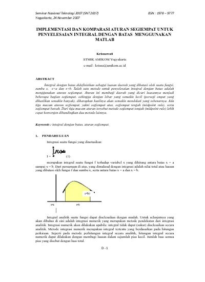 Implementasi Dan Komparasi Aturan Segiempat Untuk Penyelesaian Integral Dengan Batas Menggunakan