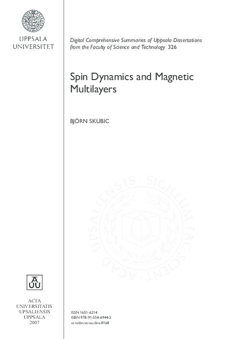 Pdf Spin Dynamics And Magnetic Multilayers