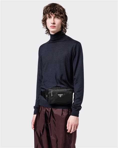 Black Re Nylon And Saffiano Leather Belt Bag Prada United States
